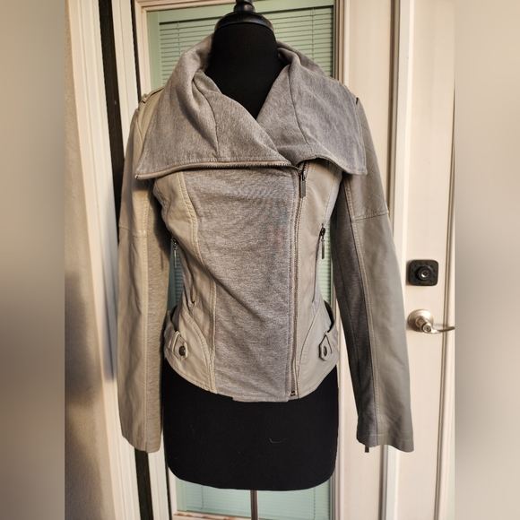 blanc noir | Jackets & Coats | Blanc Noir Bnci Gray Faux Leather Cotton Motorcycle Jacket Med ...